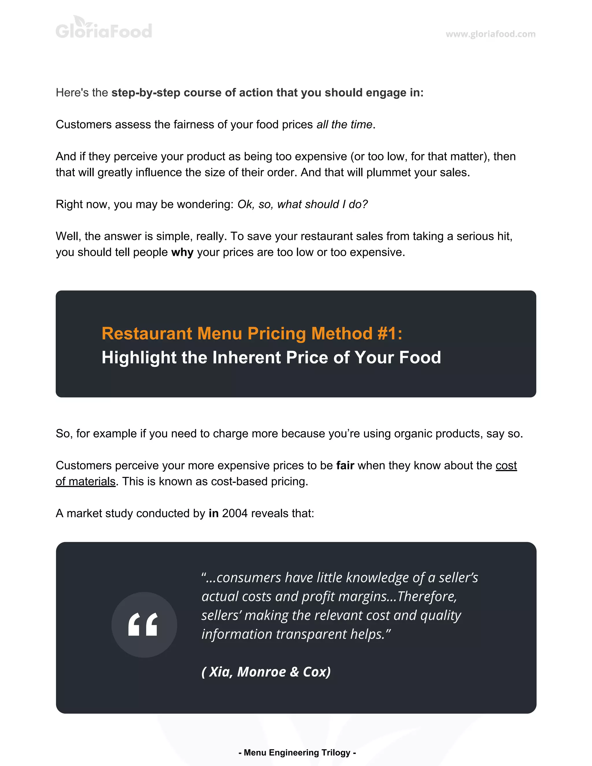 Menu Engineering Trilogy PDF | PDF