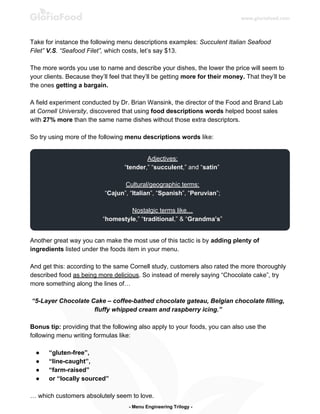 Menu Engineering Trilogy PDF | PDF