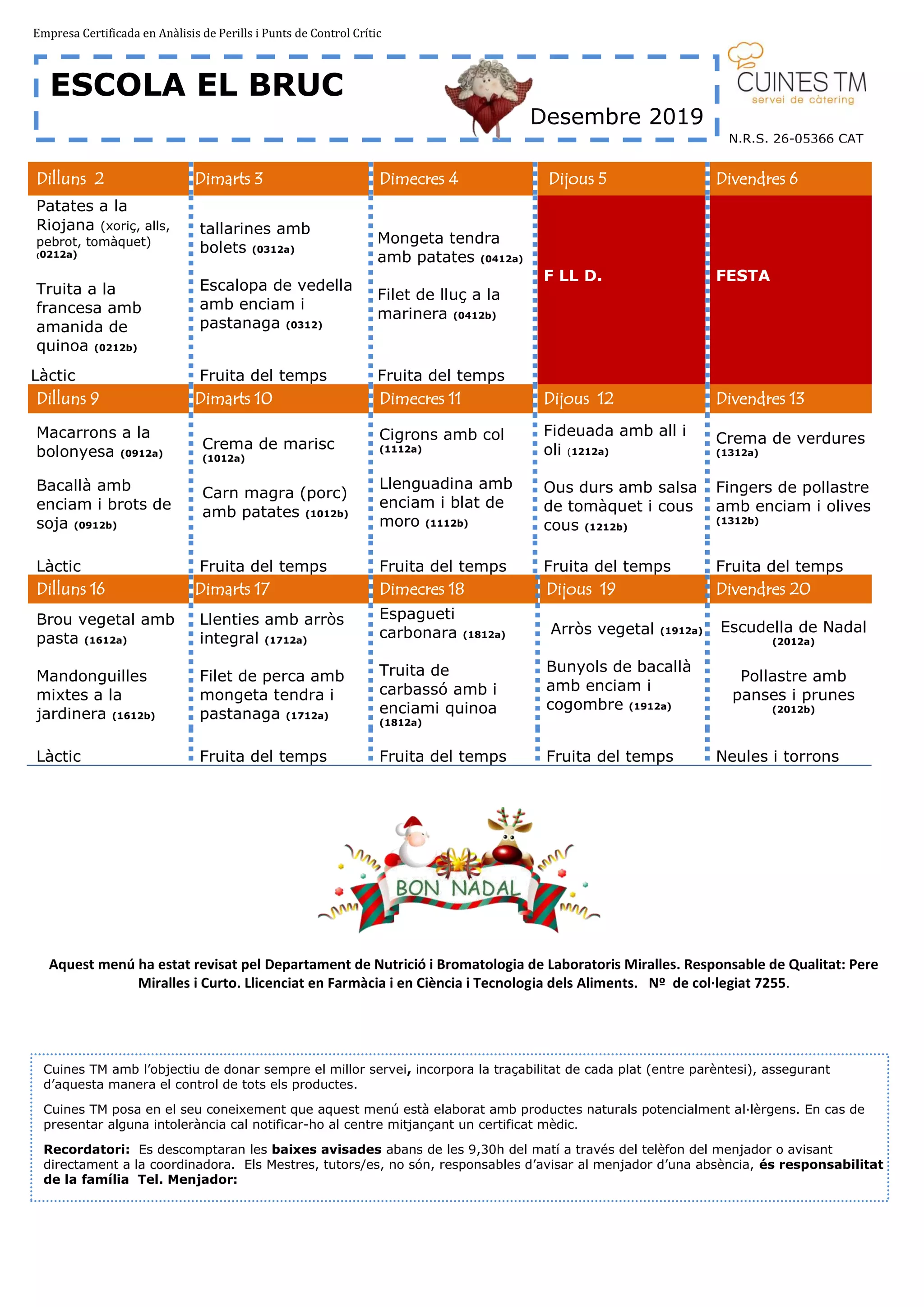 Menu escola el bruc | PDF