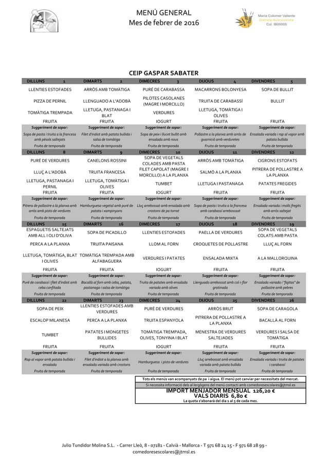 Menjador febrer | PDF