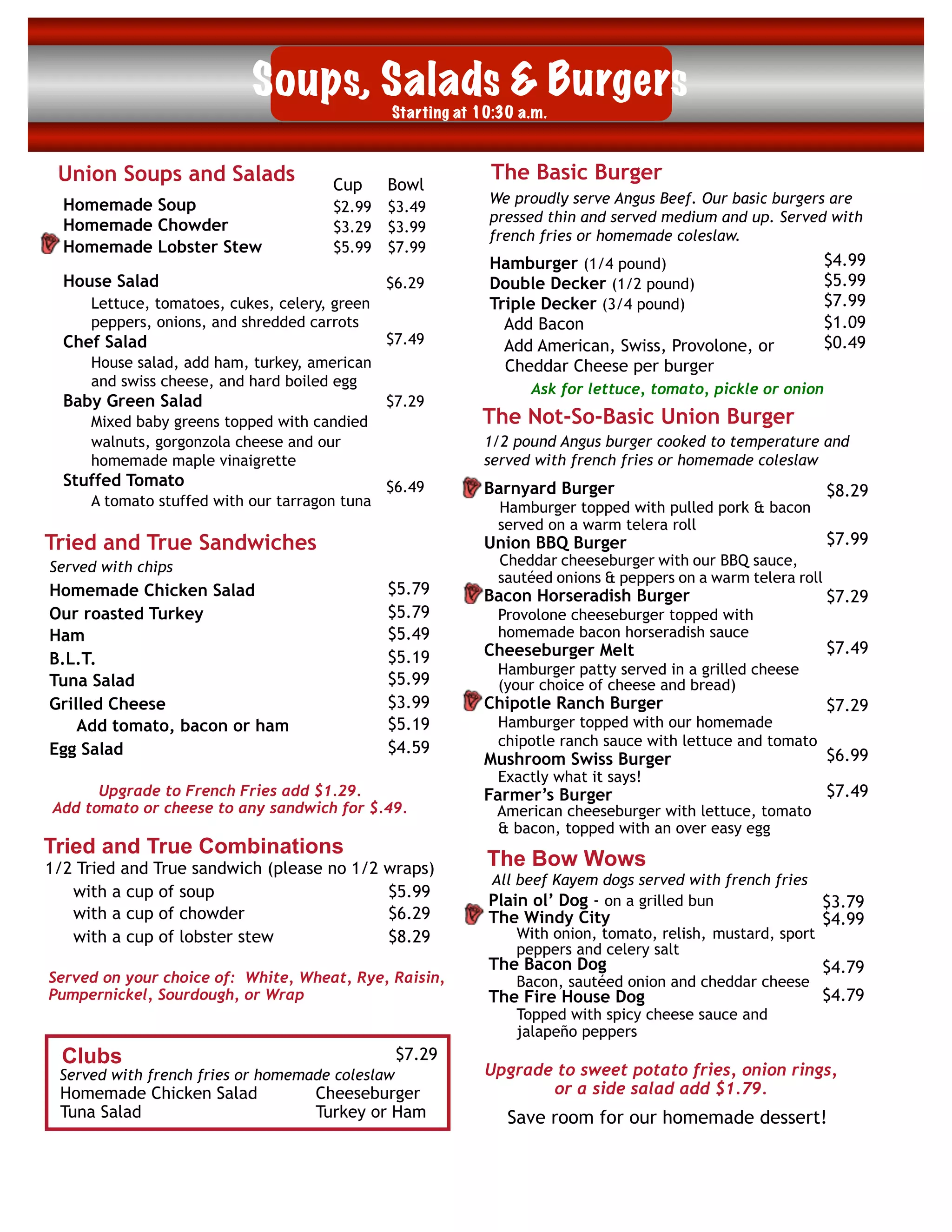 Union Diner Menu | PDF