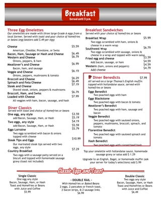 Union Diner Menu | PDF