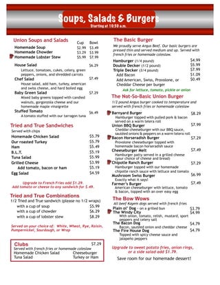 Union Diner Menu | PDF