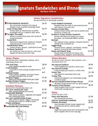 Union Diner Menu | PDF