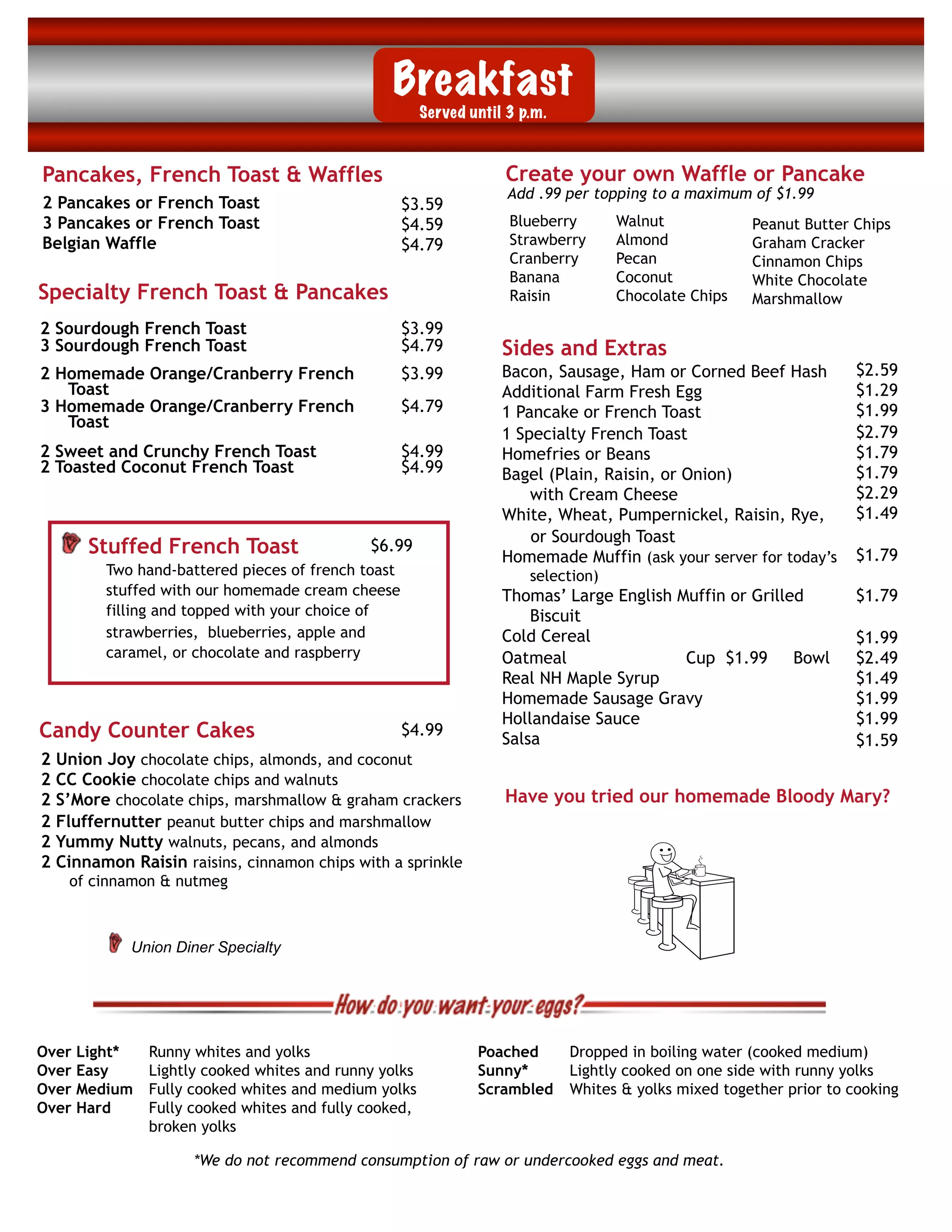 Union Diner Menu | PDF