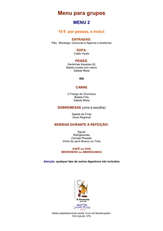 Menus de Grupo | PDF
