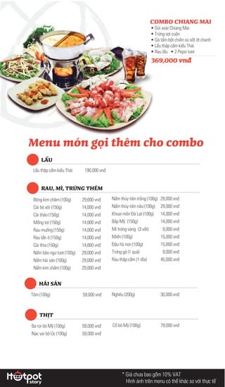MENU HOTPOT STORY - TPHCM | PDF
