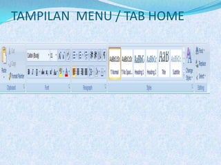 Menu & ikon pada ms. word | PPTX