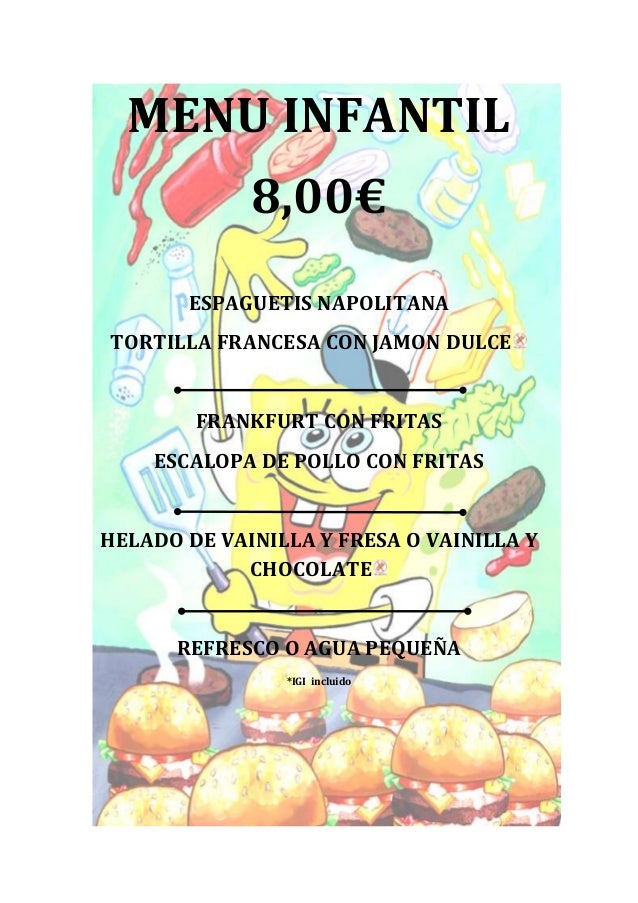 Menu infantil en español