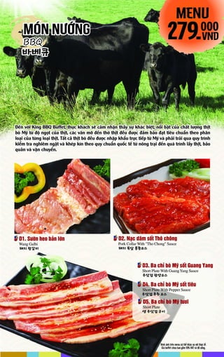 MENU KING BBQ BUFFET - TPHCM | PDF