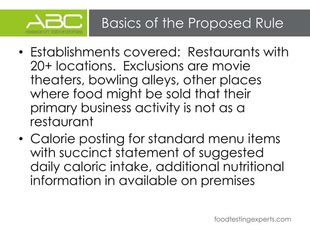 Menu Nutrition Labeling for Restaurants: Questions...Answered! | PPTX ...