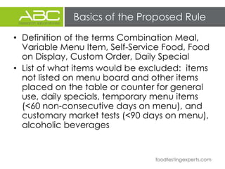 Menu Nutrition Labeling for Restaurants: Questions...Answered! | PPTX