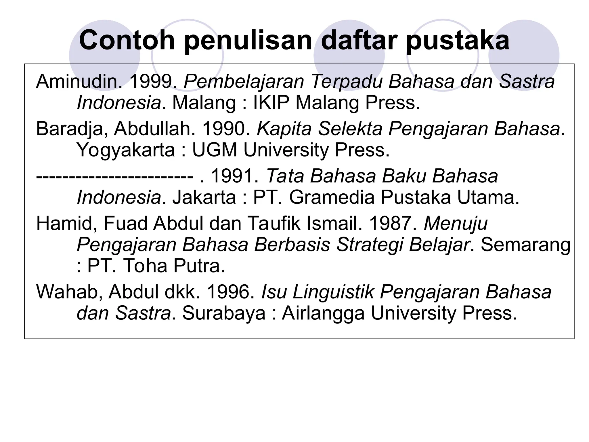 Bahasa : Teknik menulis-daftar-pustaka.ppt