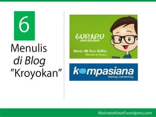 Menulis dan membuat buku kreatif ala guru go blog unj | PPT