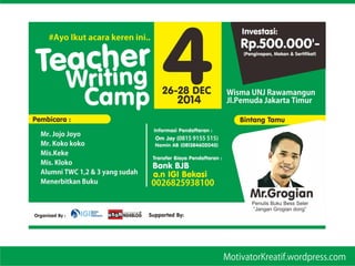 Menulis dan membuat buku kreatif ala guru go blog unj | PPT