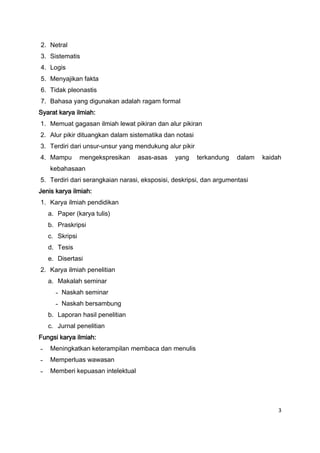 Menulis karya ilmiah Dalman | PDF