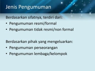 Menulis pengumuman upload | PPTX