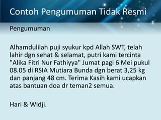 Menulis pengumuman upload | PPTX