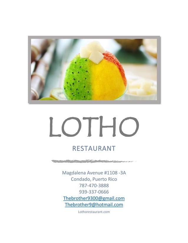 Menu lotho rerstaurant at San Juan Puerto Rico | PDF