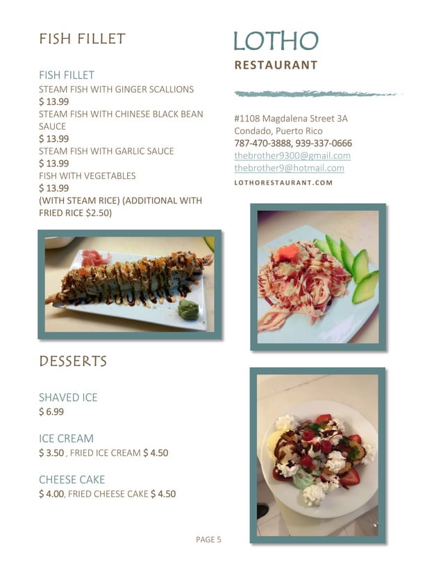 Menu lotho rerstaurant at San Juan Puerto Rico | PDF