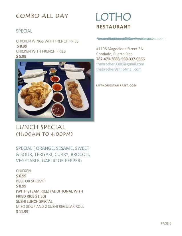 Menu lotho rerstaurant at San Juan Puerto Rico | PDF