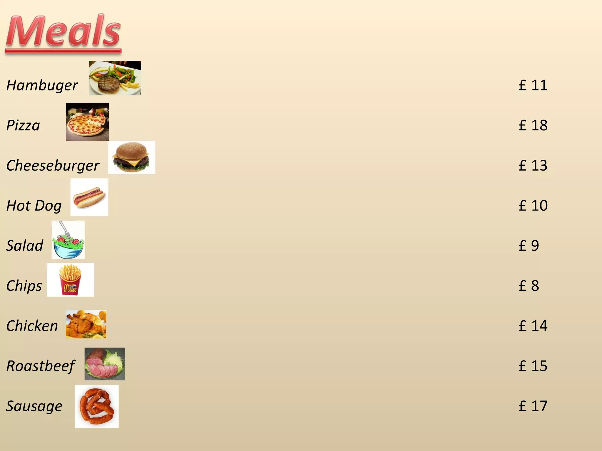 Food Vocabulary: Menu by Luciano | PPT