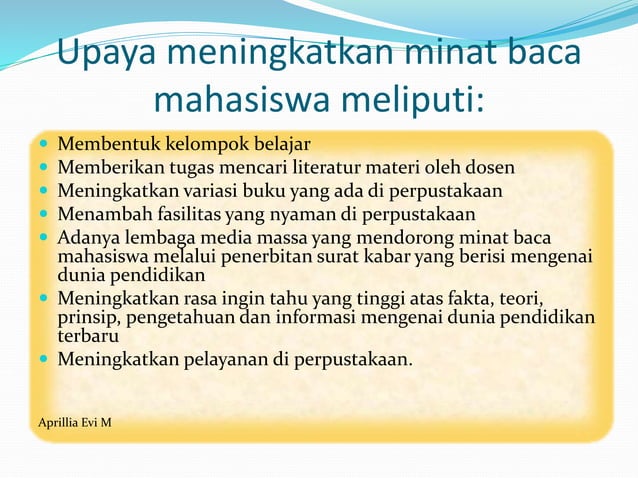 Menumbuhkan Minat Baca Bagi mahasiswa | PPTX