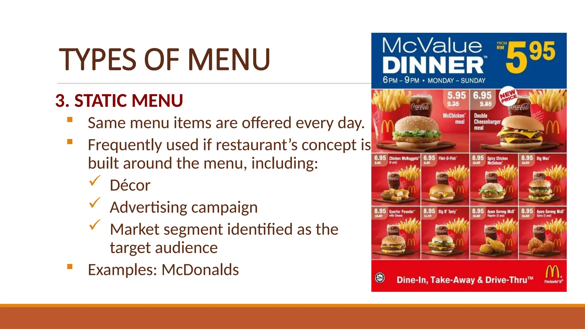 Menu & Menu Planning (Menu Engineering, Types of Menu etc) | PPTX