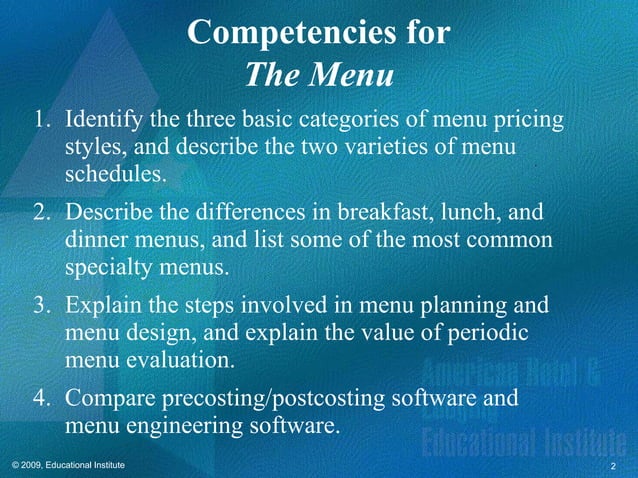 Menu merchandising and menu planning.ppt | Food & Drink