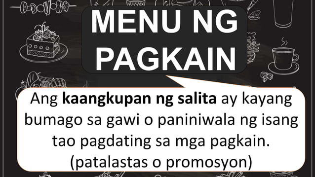 Filipino sa Piling Larang-menu ng Pagkain | PPTX