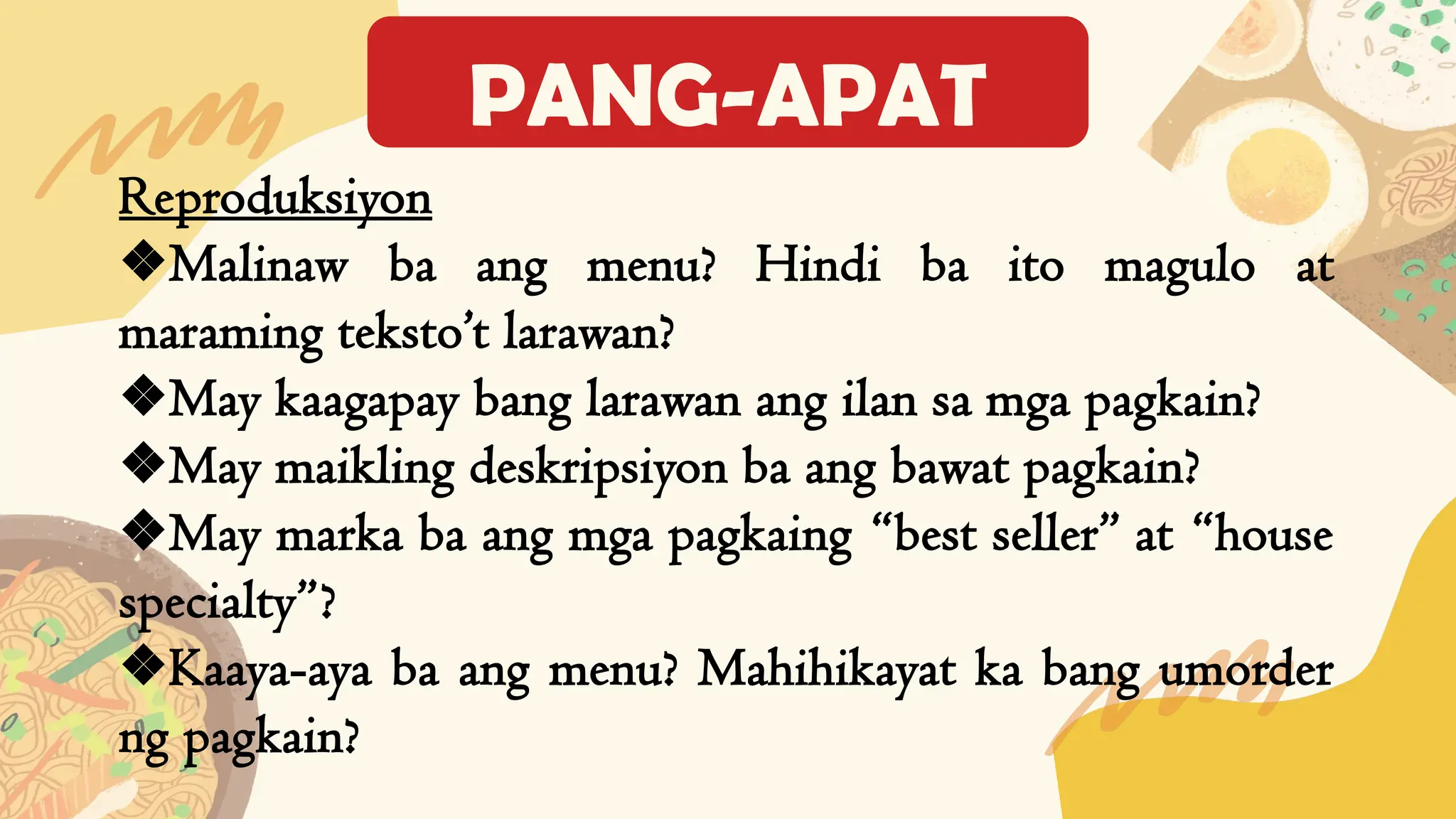 Piling Larang sa Filipino MENU NG PAGKAIN.pptx