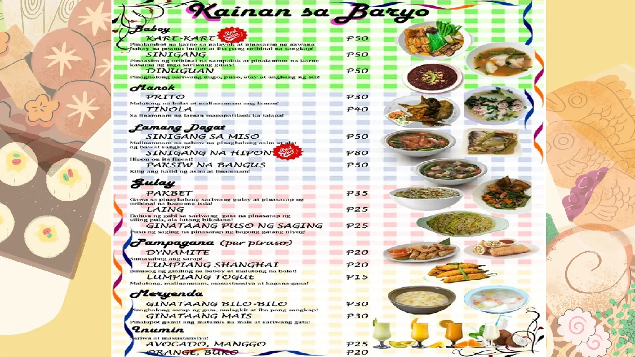 Piling Larang sa Filipino MENU NG PAGKAIN.pptx