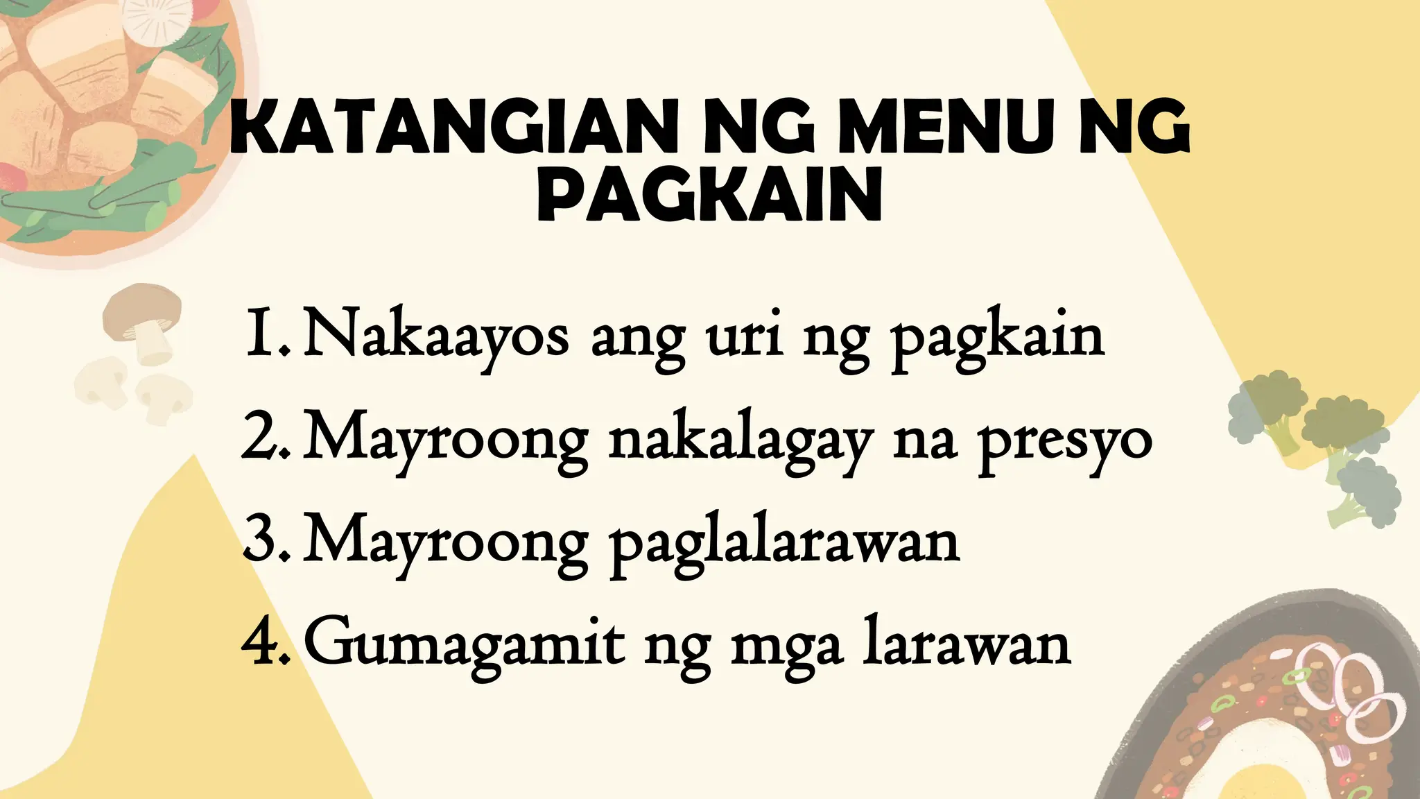 Piling Larang sa Filipino MENU NG PAGKAIN.pptx