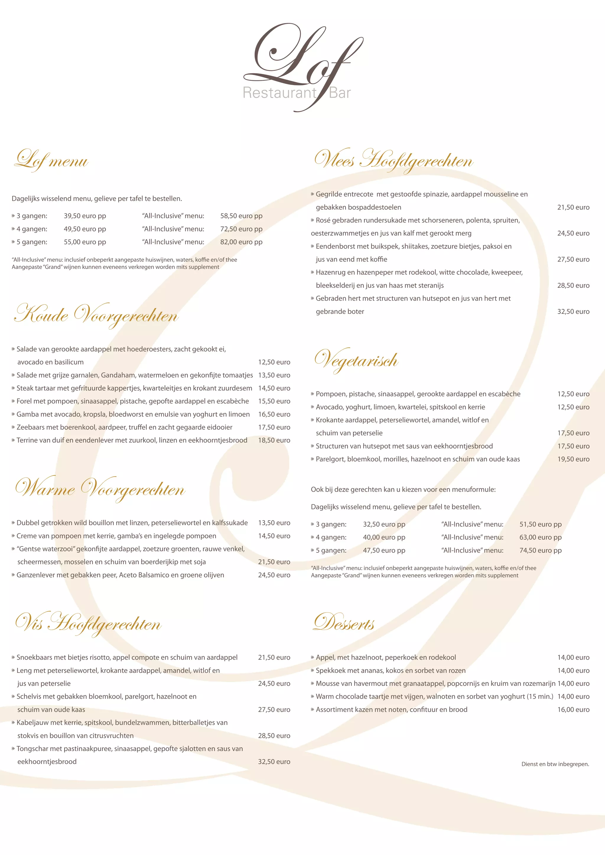 Menukaart restaurant Lof | PDF