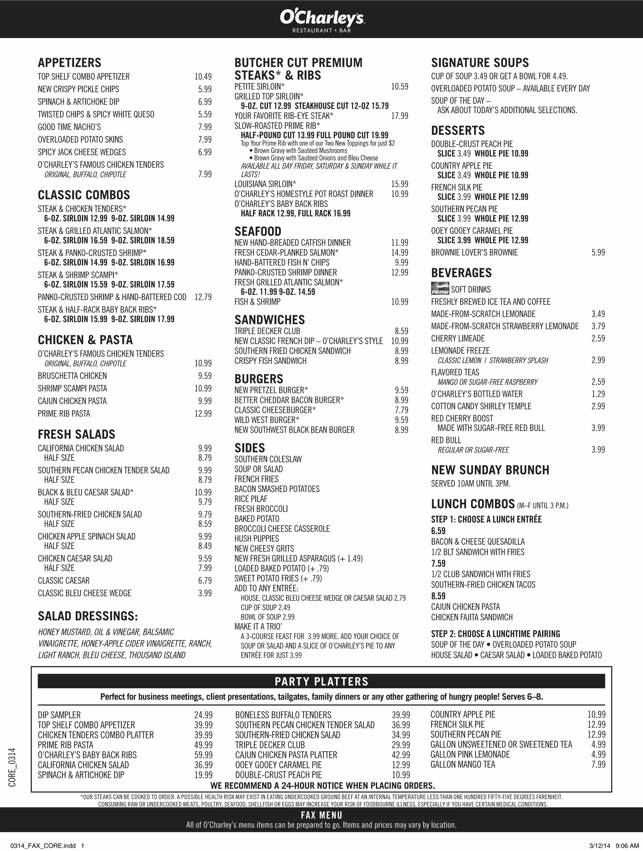 Menu o charleys | PDF