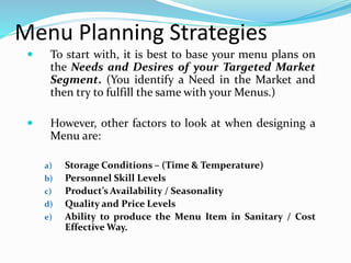 Menu planning | PPTX