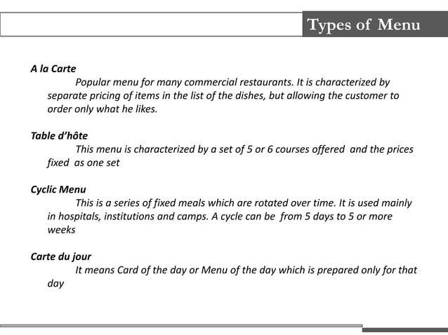 Menu planning by M.Naveen Kumar | PPT