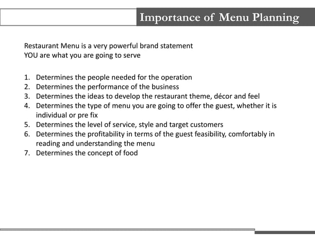 Menu planning by M.Naveen Kumar | PPT