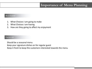 Menu planning by M.Naveen Kumar | PPT