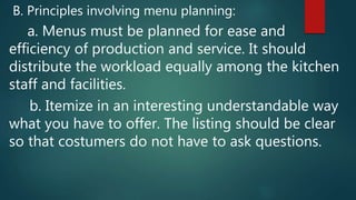Menu planning | PPTX
