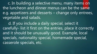 Menu planning | PPTX