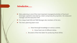 Menu planning | PPTX