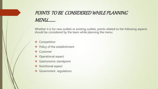 Menu planning | PPTX