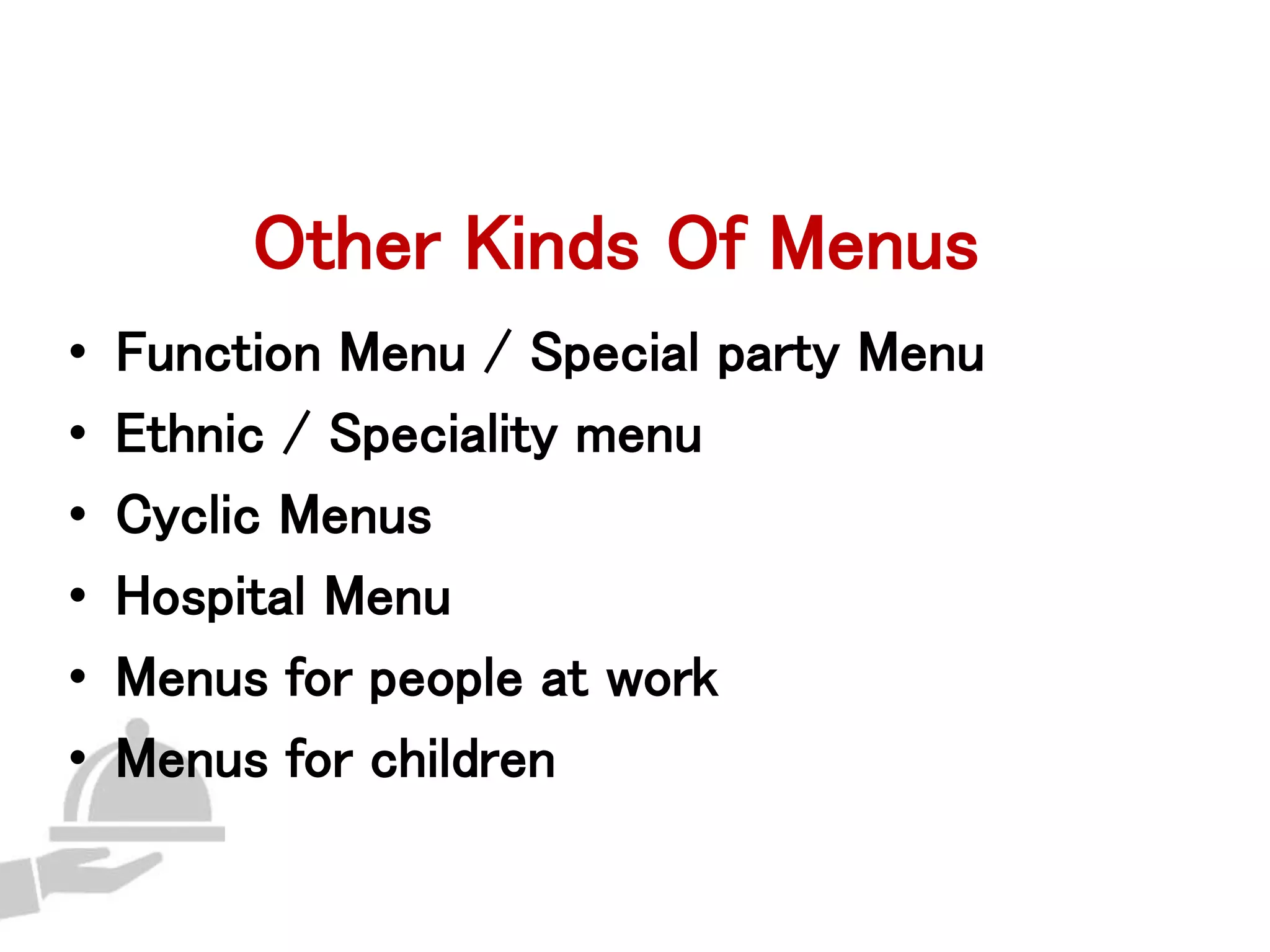 Menu planning | PPTX | Dining Out | Food & Drink