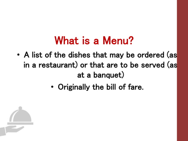 Menu planning | PPTX | Dining Out | Food & Drink