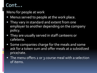 Menu planning | PPTX