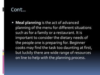 Menu planning | PPTX
