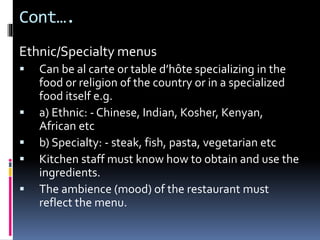 Menu planning | PPTX