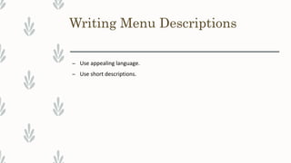 Menu planning | PPT