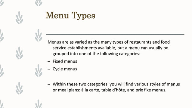 Menu planning | PPT